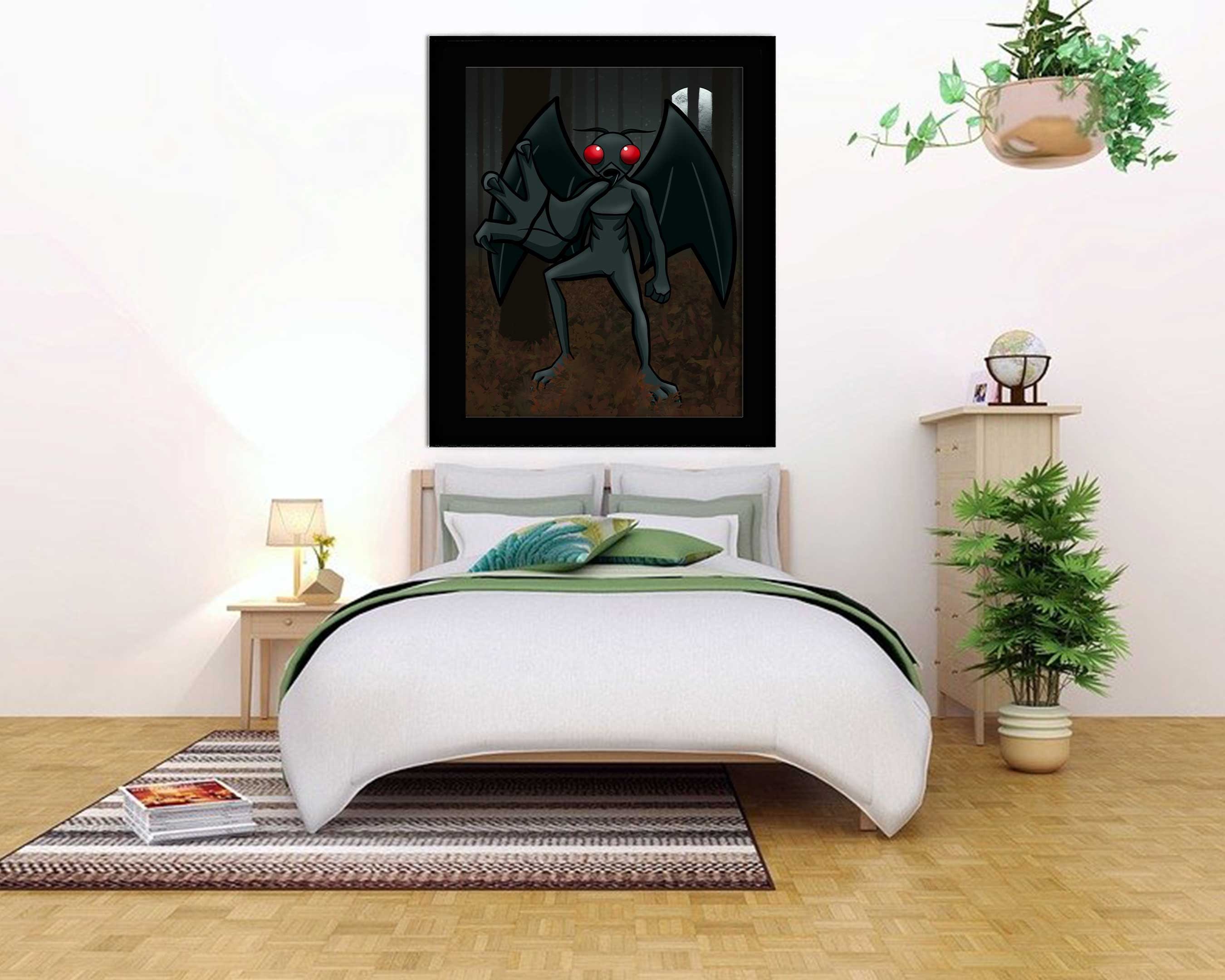 Mothman Art Print Digital Painting Cryptid Wall Art - Etsy