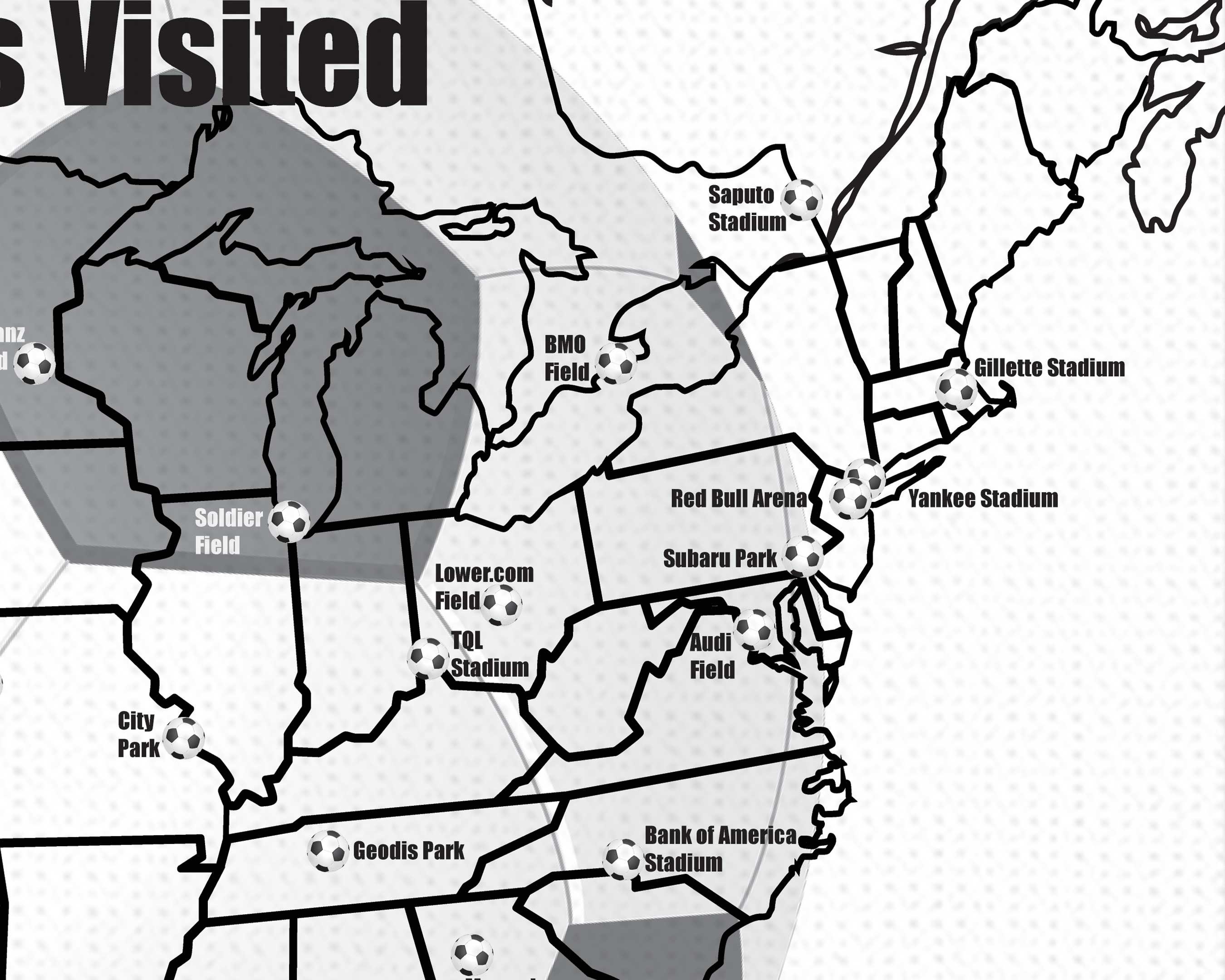 MLS Soccer Stadiums Map Pro Soccer Push Pin Map Stadium - Etsy