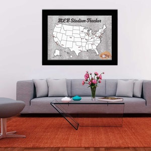 Baseball Push Pin Map Bucket List Ballpark Map MLB Poster Baseball ...