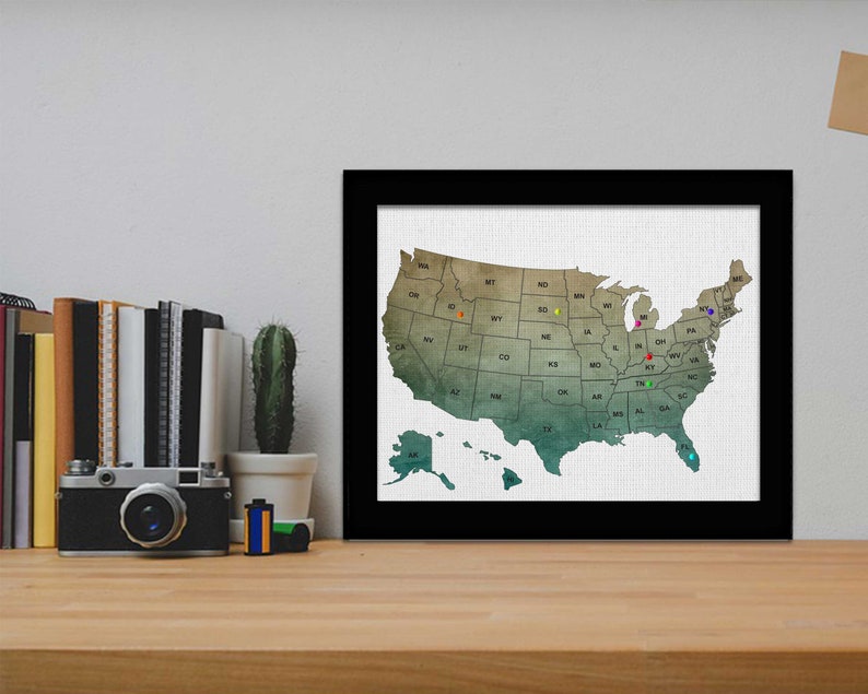 Push Pin Map Personalized Travel Map USA United States Family Vacation ...