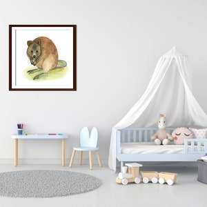 Watercolor Quokka Art Print, Australian Animal Nursery Print, Aussie ...