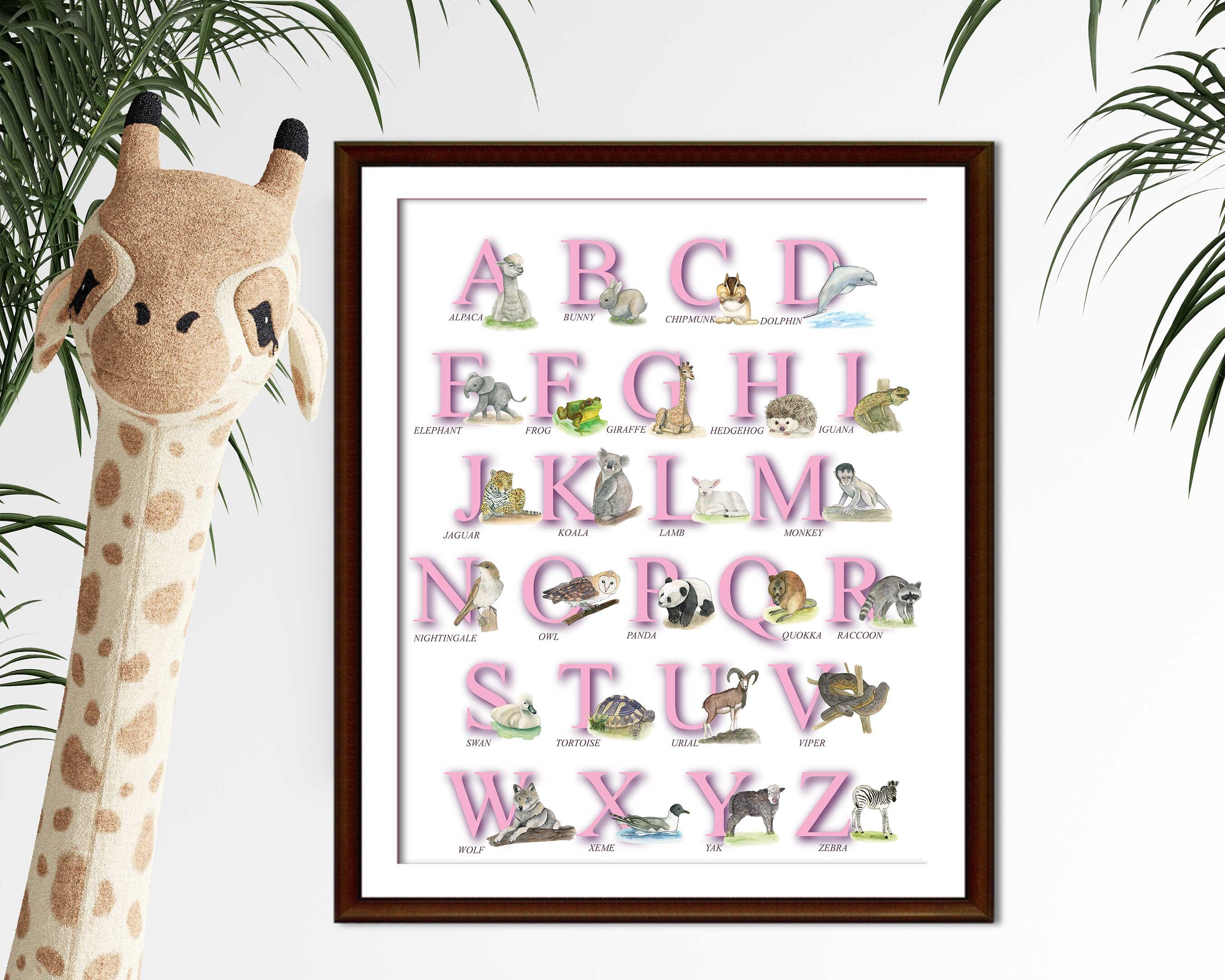 Watercolor Animal Alphabet Poster, Baby Animal Alphabet Print, Nursery ...