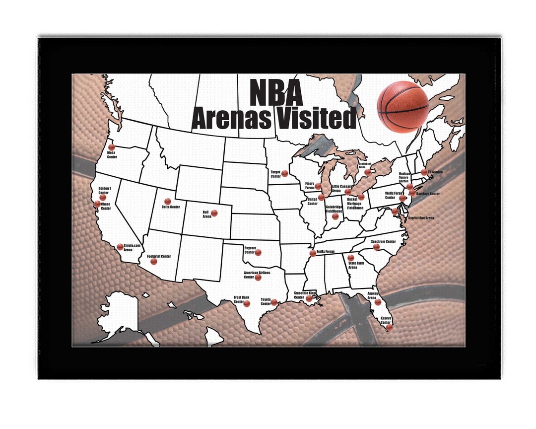 Pro Basketball Arena Push Pin Map NBA Stadium Tracker Basketball ...