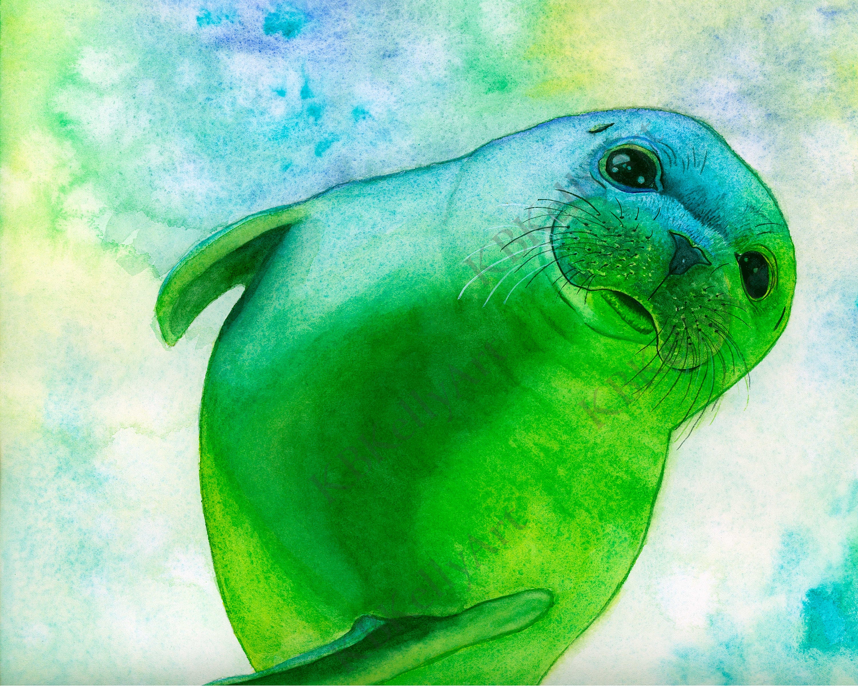 Seal Watercolor Art Print, Seal Print, Sea Animal Print, Sea Life ...