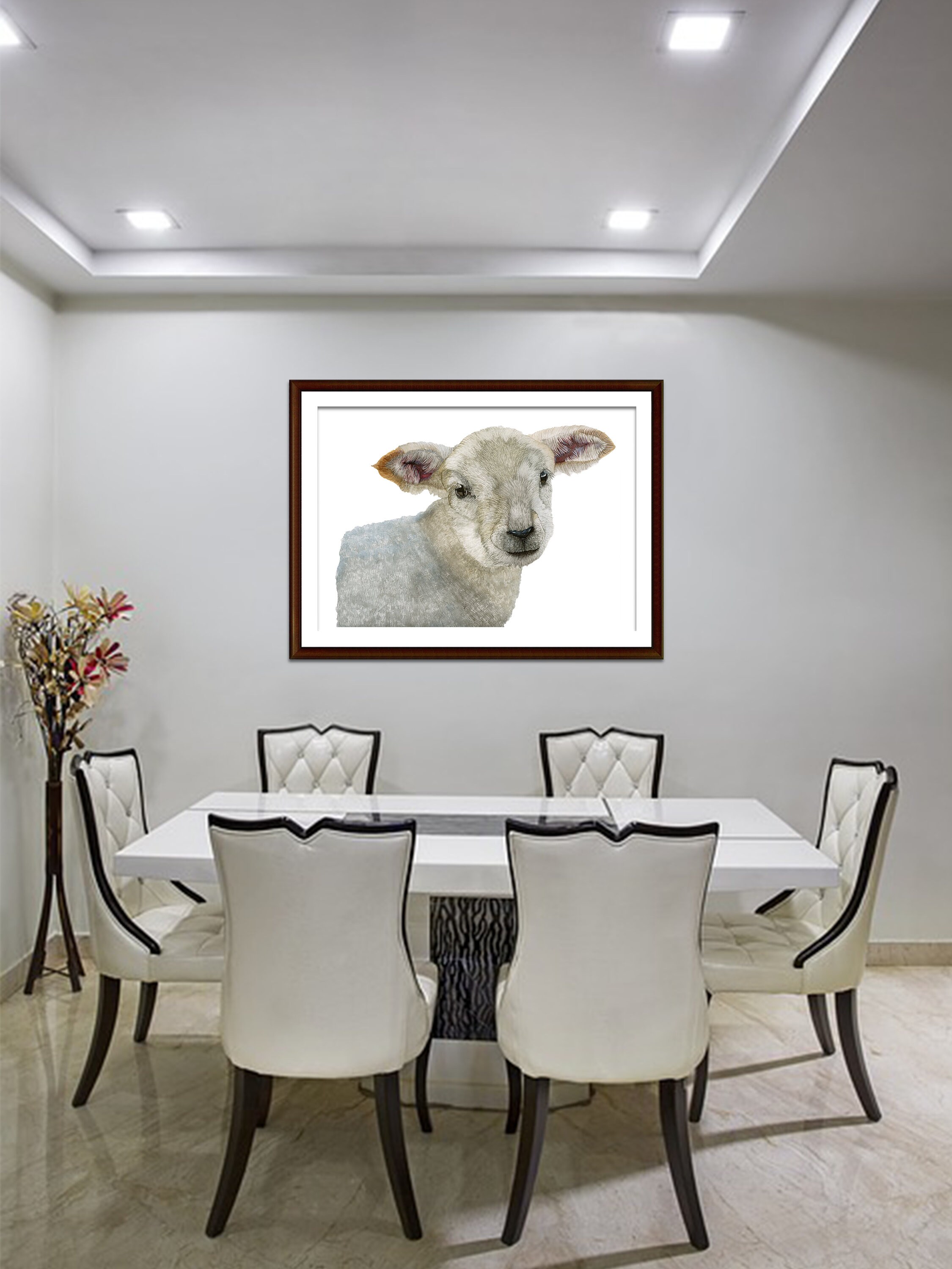 Lamb Watercolor Art Print Spring Lamb Print Lamb Painting Wall Art Farm ...