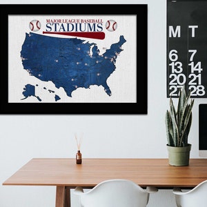 Major League Baseball Stadium Map MLB Push Pin Map Ballpark Stadium ...