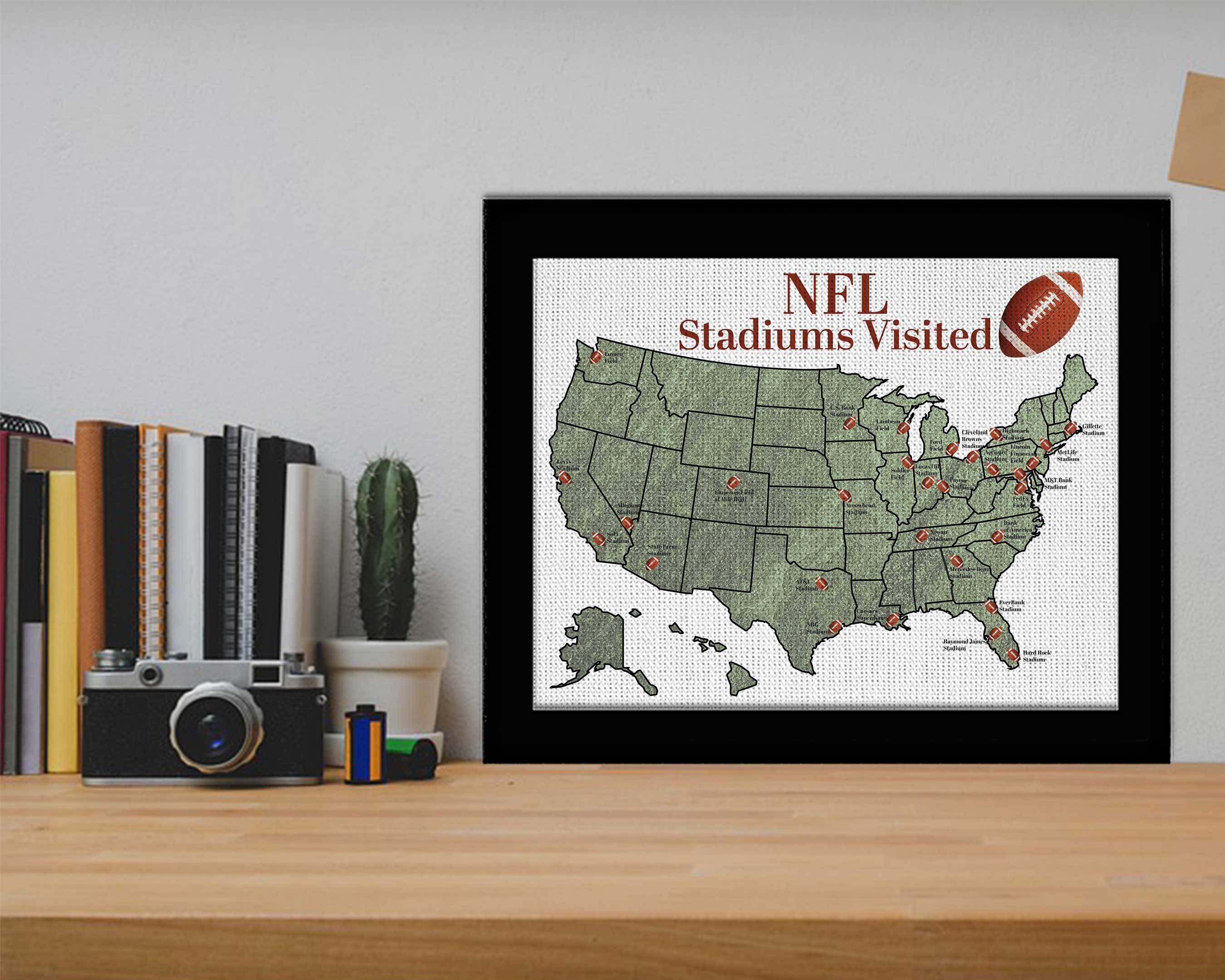 Pro Football Stadium Push Pin Map NFL Football Stadium Bucket List ...