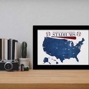 Major League Baseball Stadium Map MLB Push Pin Map Ballpark Stadium ...