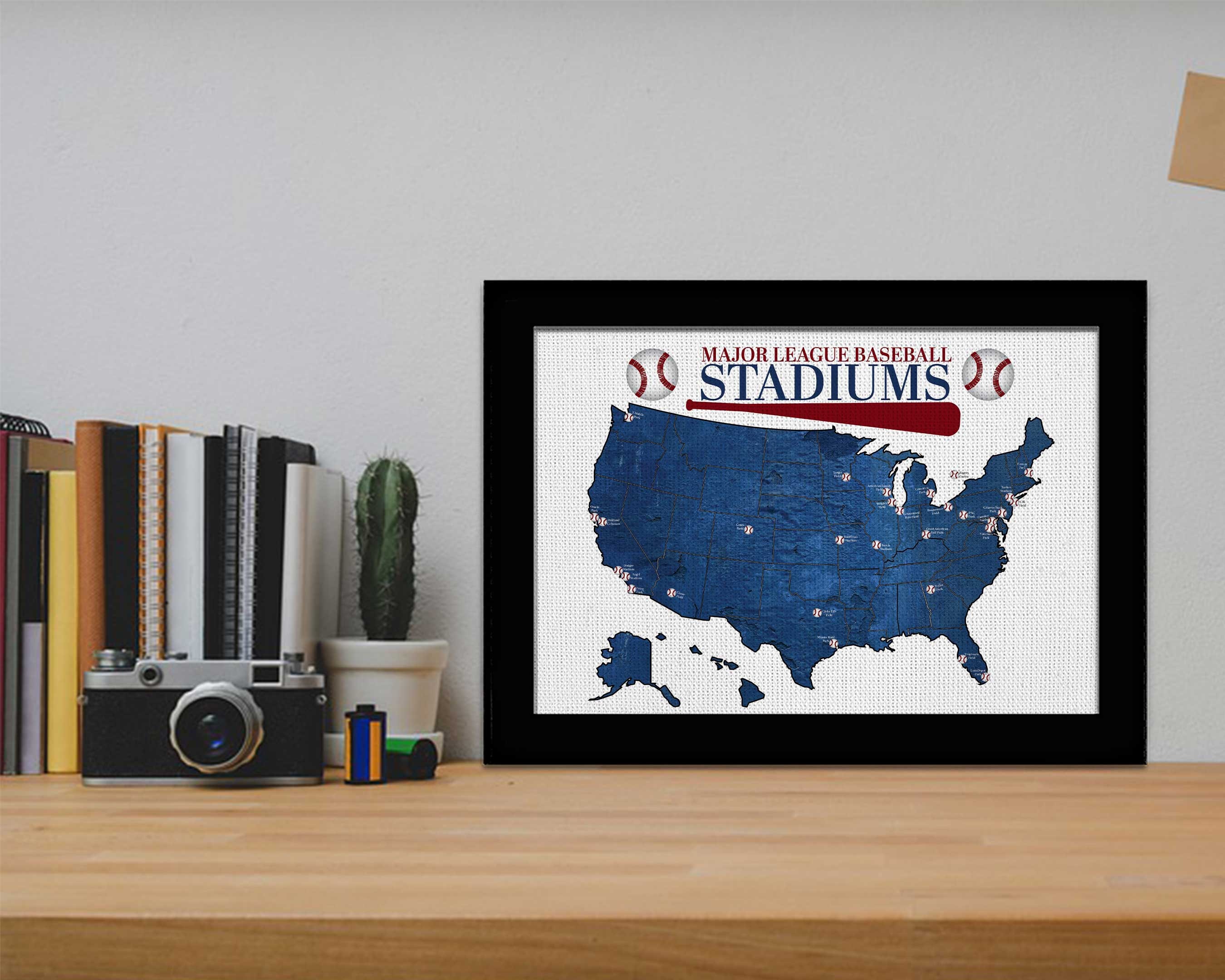 Major League Baseball Stadium Map MLB Push Pin Map Ballpark Stadium ...