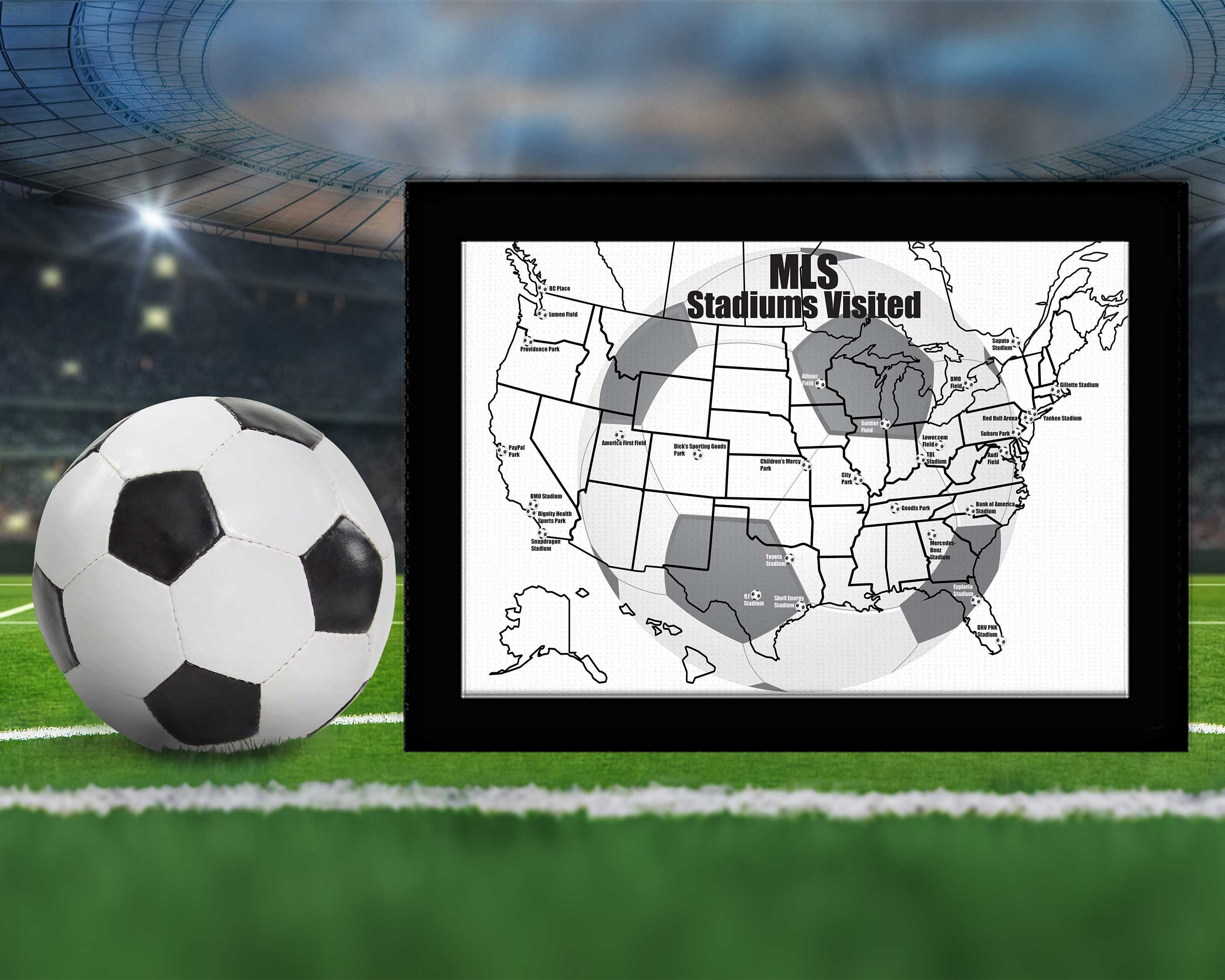 MLS Soccer Stadiums Map Pro Soccer Push Pin Map Stadium - Etsy