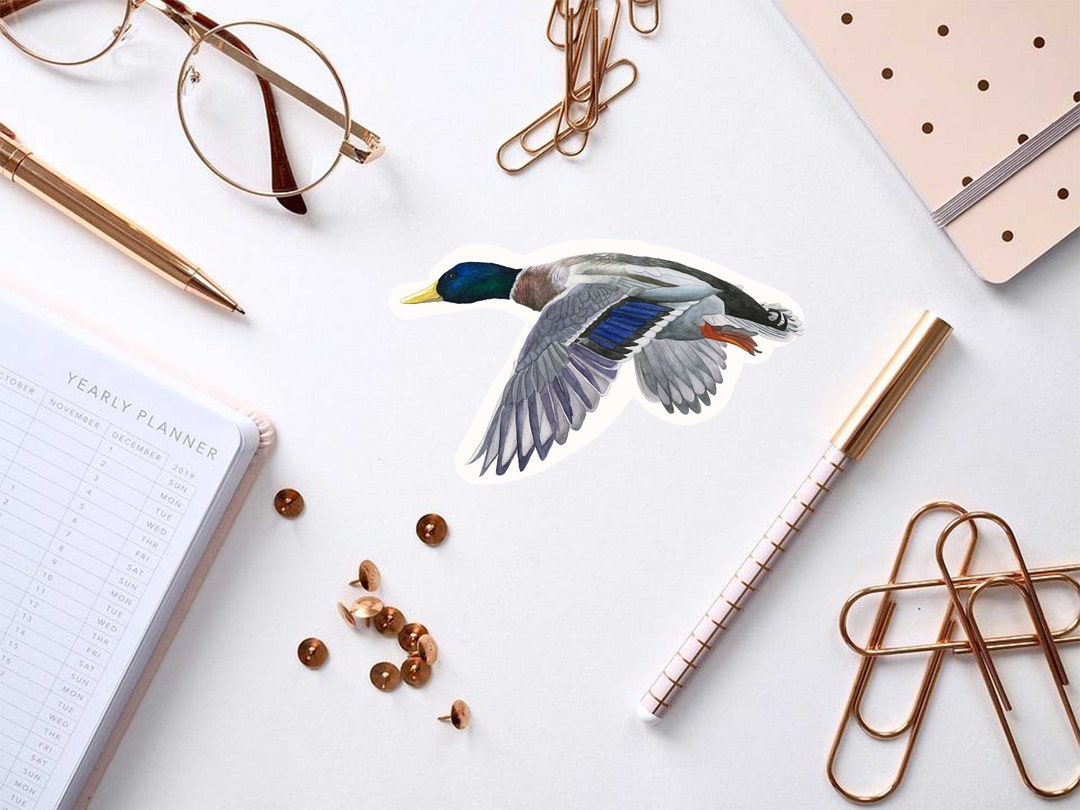 Mallard Duck Sticker, Flying Duck Sticker, Vinyl Laminated Die Cut ...