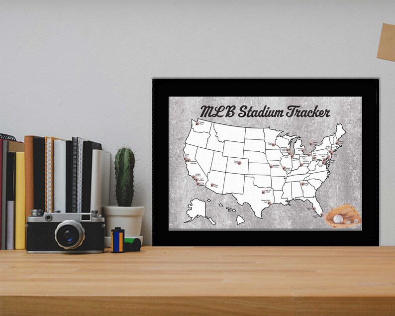 Baseball Push Pin Map Bucket List Ballpark Map MLB Poster Baseball ...