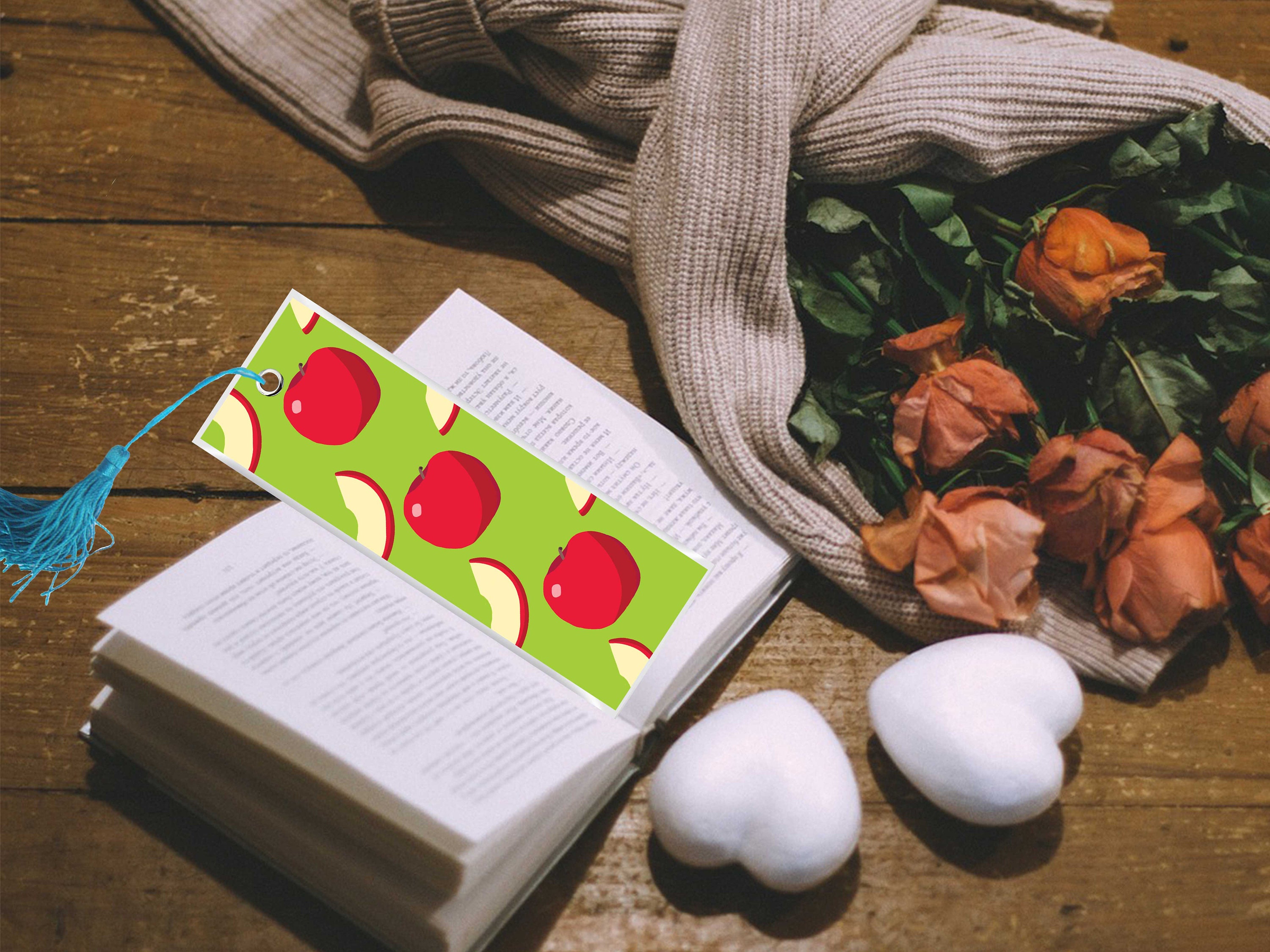 Apple Bookmark, Fruit Bookmark, Teacher Bookmark, Teacher Gift, Teacher ...