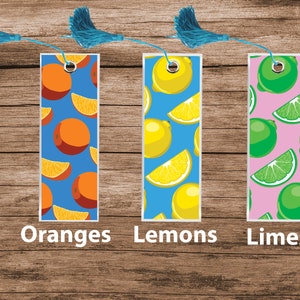 Fruit Bookmarks, Cute Bookmark, Summer Bookmarks, Apple, Cherry, Lemon ...
