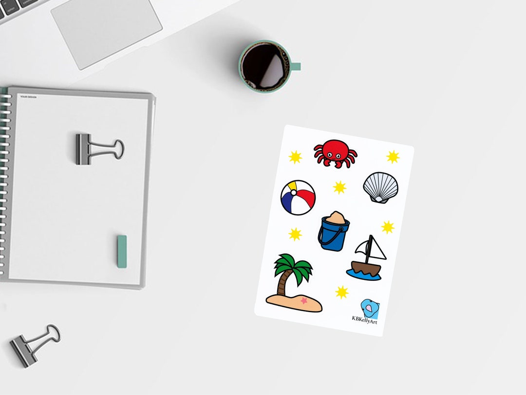 Beach Sticker Sheet, Vacation Stickers, Summer Stickers, Travel ...