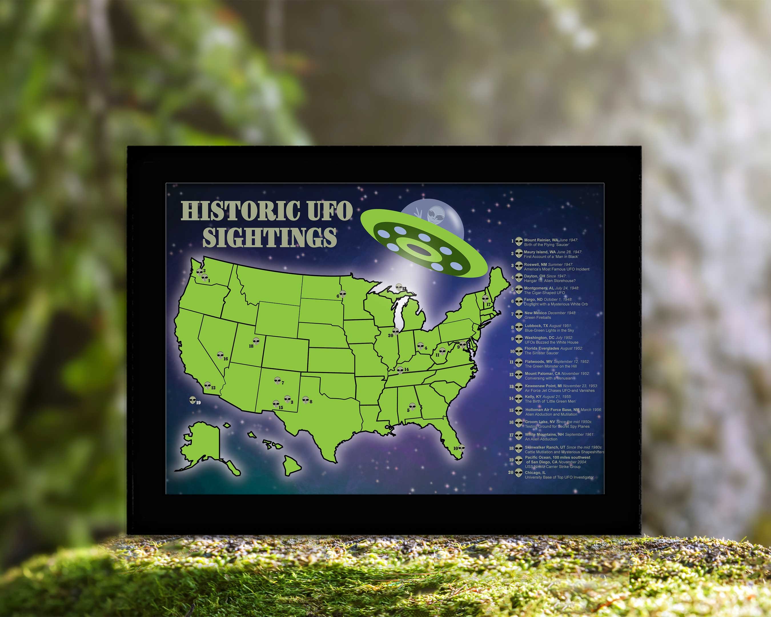 UFO Sightings Map Historic Reports UFO Alien Art Flying Saucer Cryptid ...