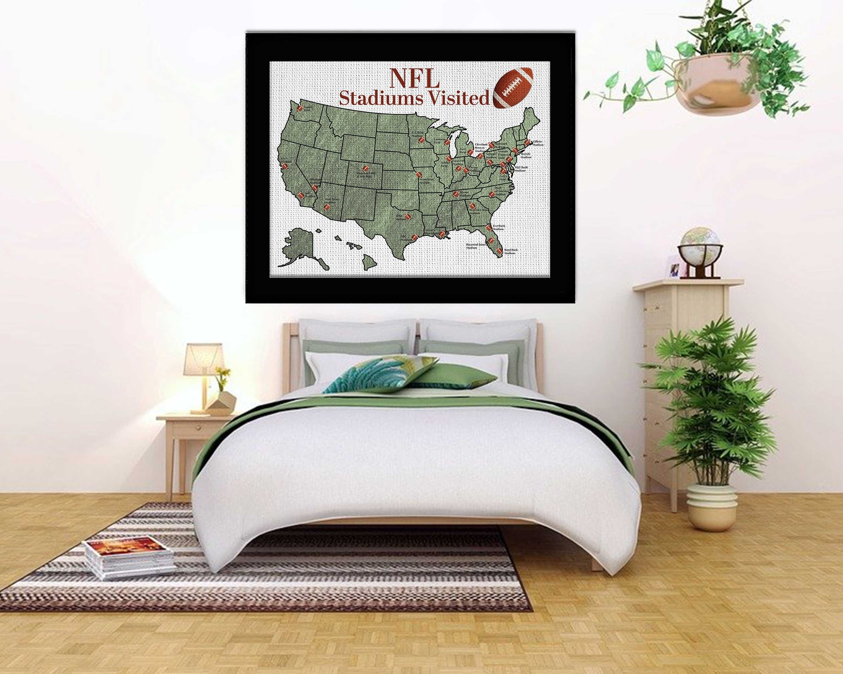 Pro Football Stadium Push Pin Map NFL Football Stadium Bucket List ...