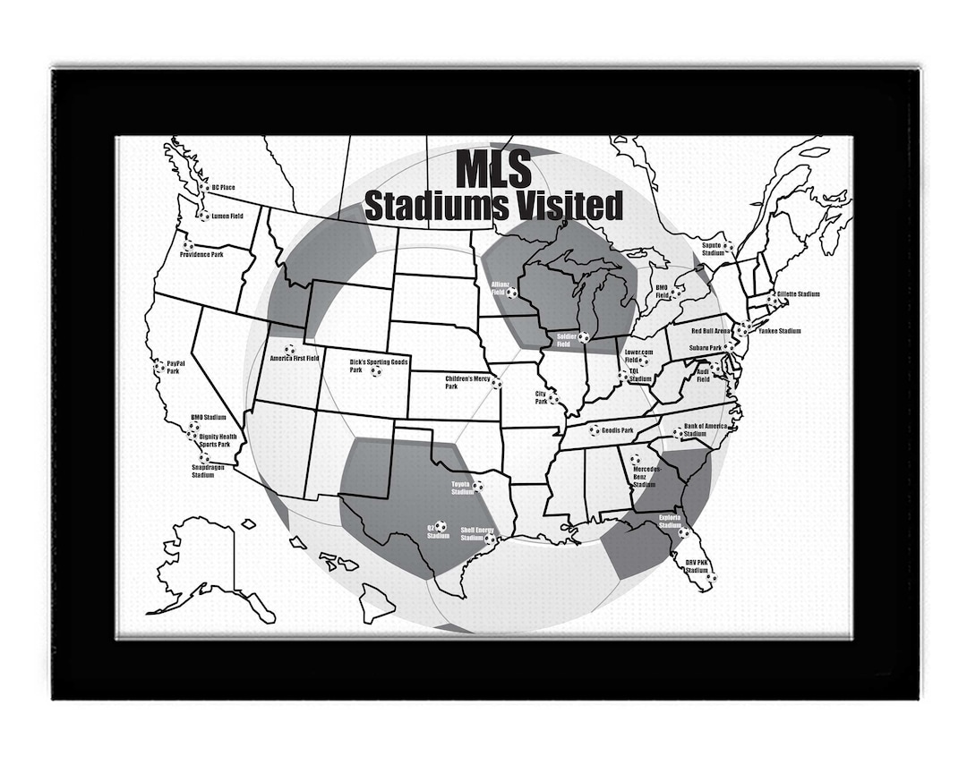 MLS Soccer Stadiums Map Pro Soccer Push Pin Map Stadium Tracker Bucket ...
