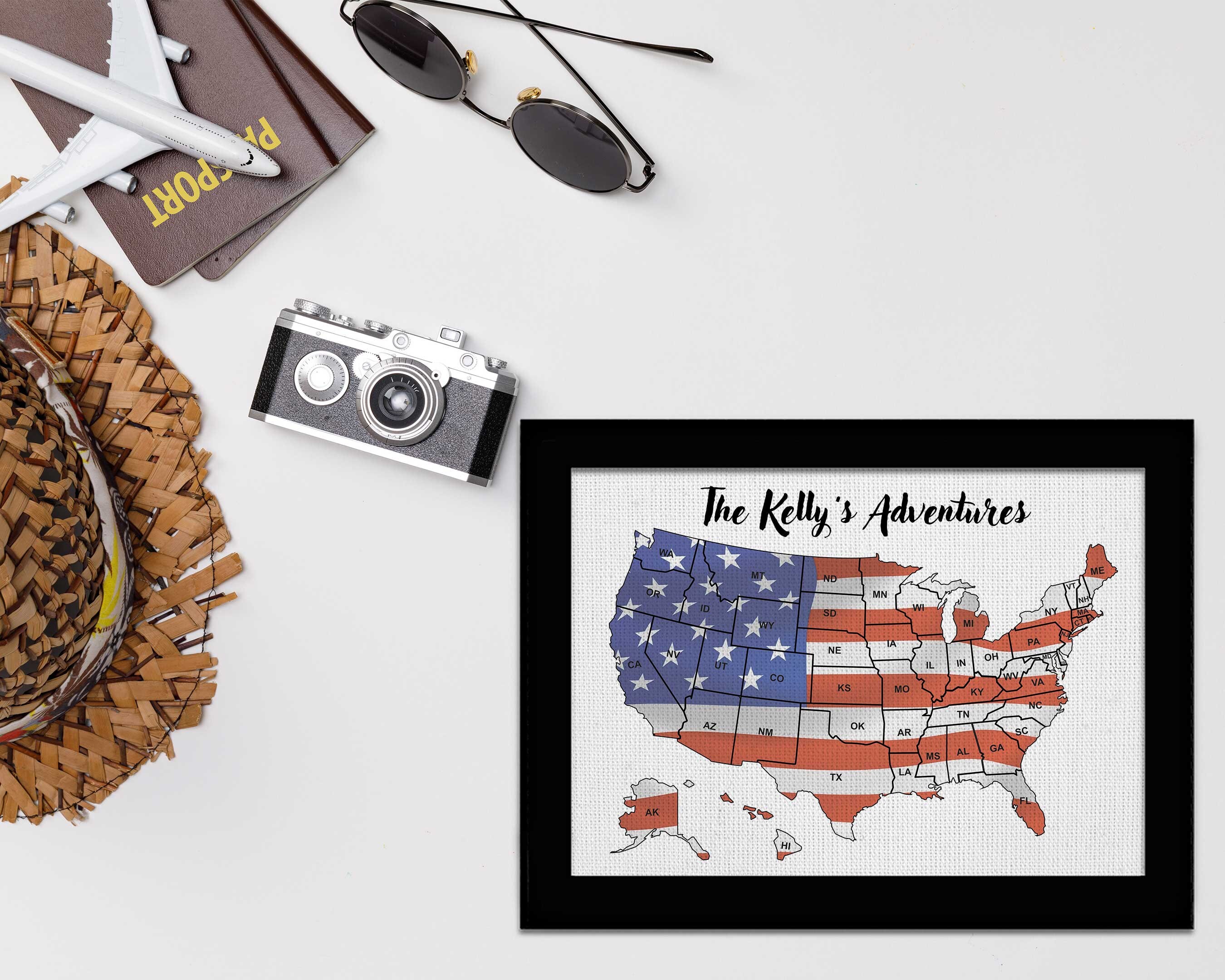 USA Flag Map US Travel Map Push Pin Map of the United States - Etsy