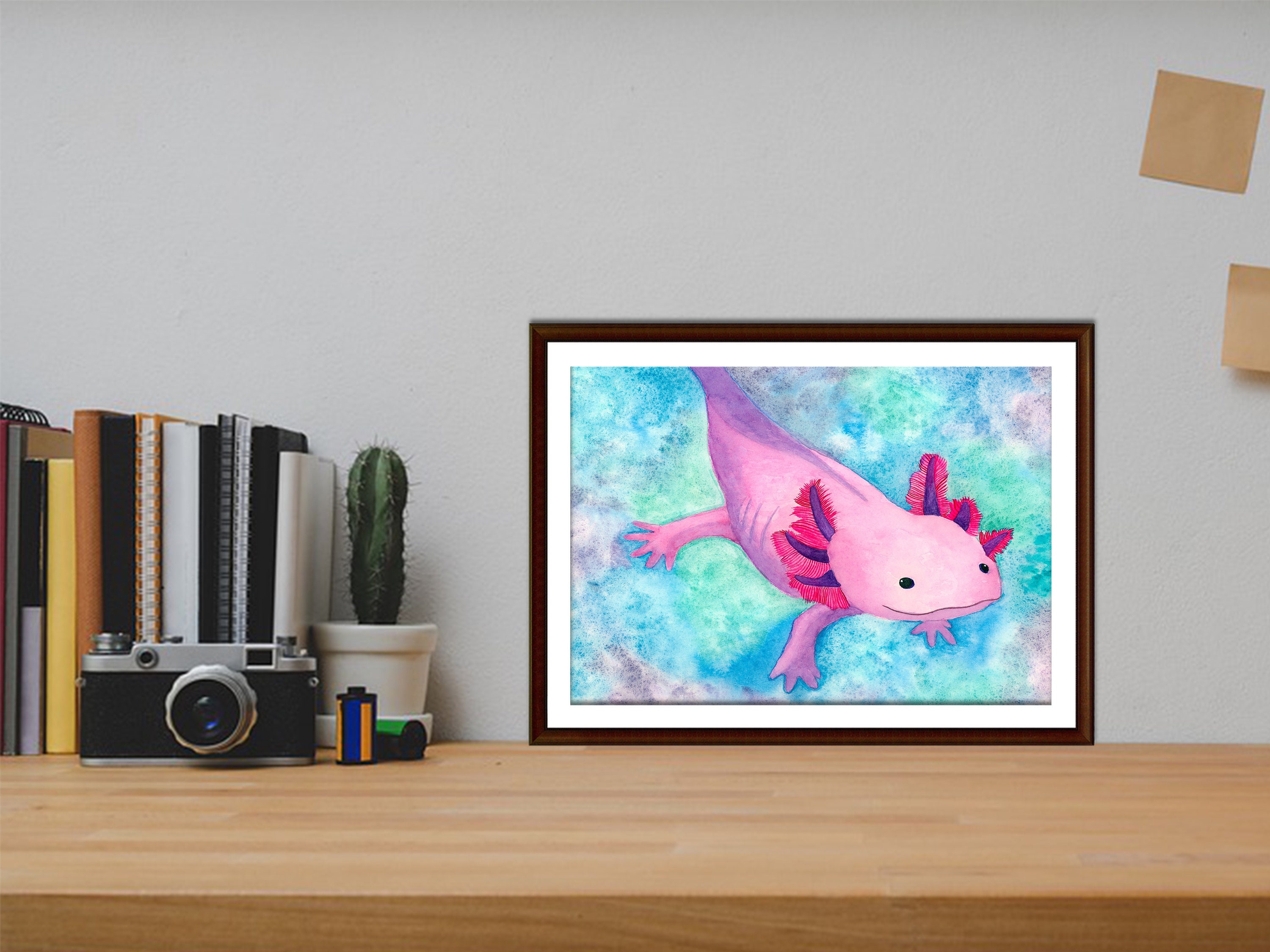 Axolotl Watercolor Art Print Painting Axolotl Wall Art Decor Sea ...