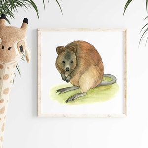 Watercolor Quokka Art Print, Australian Animal Nursery Print, Aussie ...