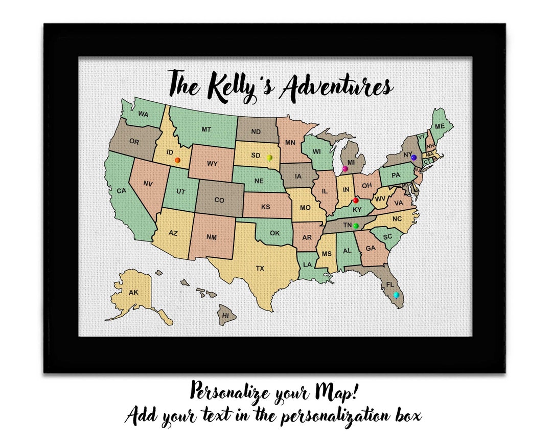 Push Pin Map Natural Map to Mark Travels US Map Wall Art Travel Log ...