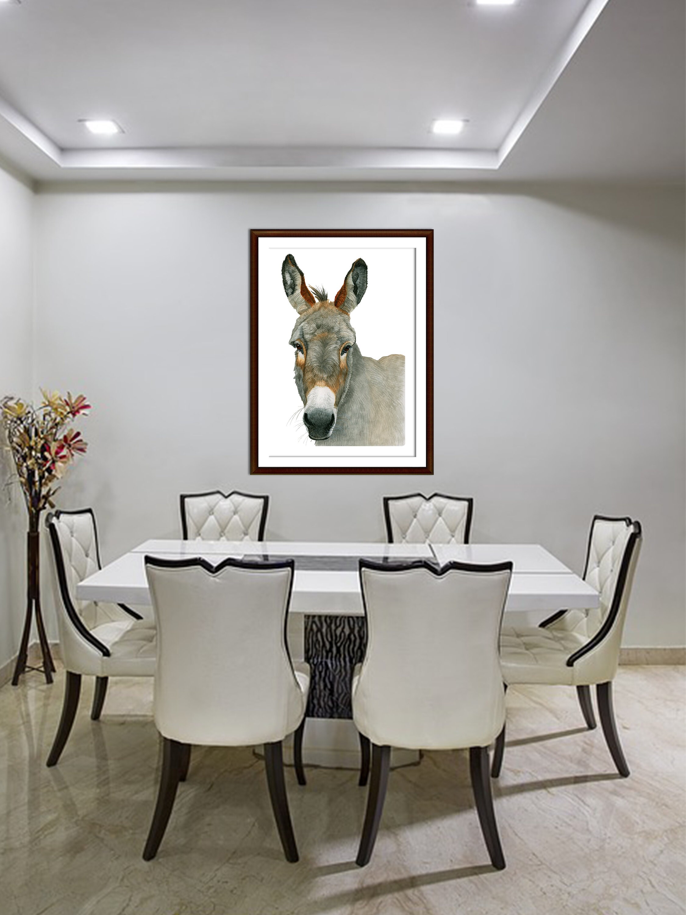 Donkey Watercolor Art Print Donkey Wall Art Farm Animal Donkey Painting ...