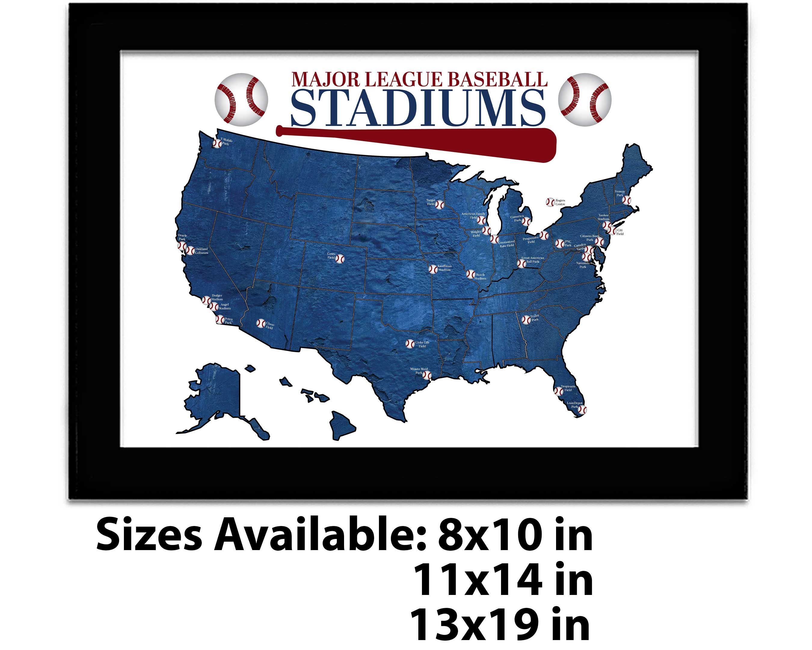 MLB Baseball Stadium Push Pin Map, Personalized Travel Map, Where Ive ...