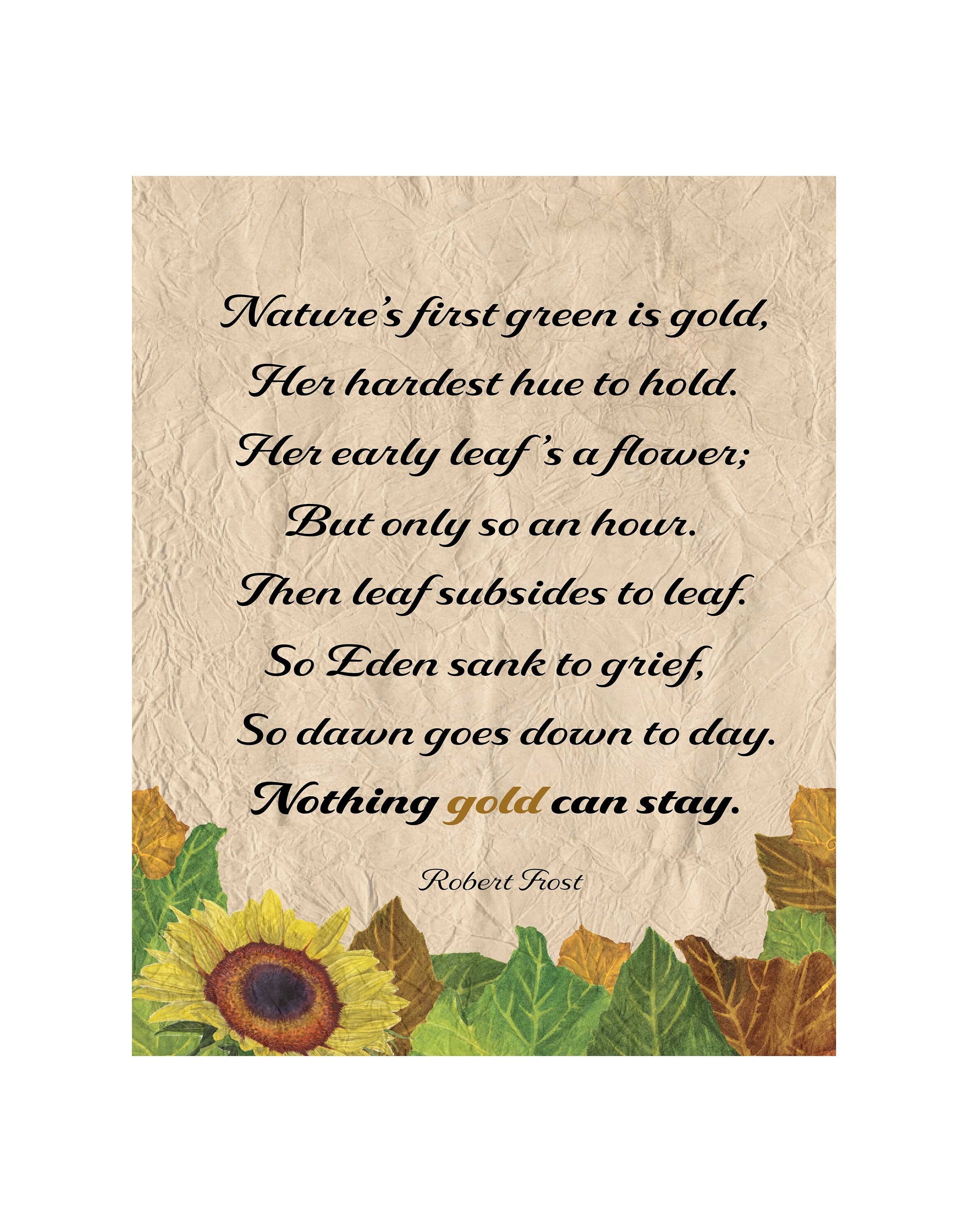 Nothing Gold Can Stay Digital Download. Robert Frost Poem Print ...