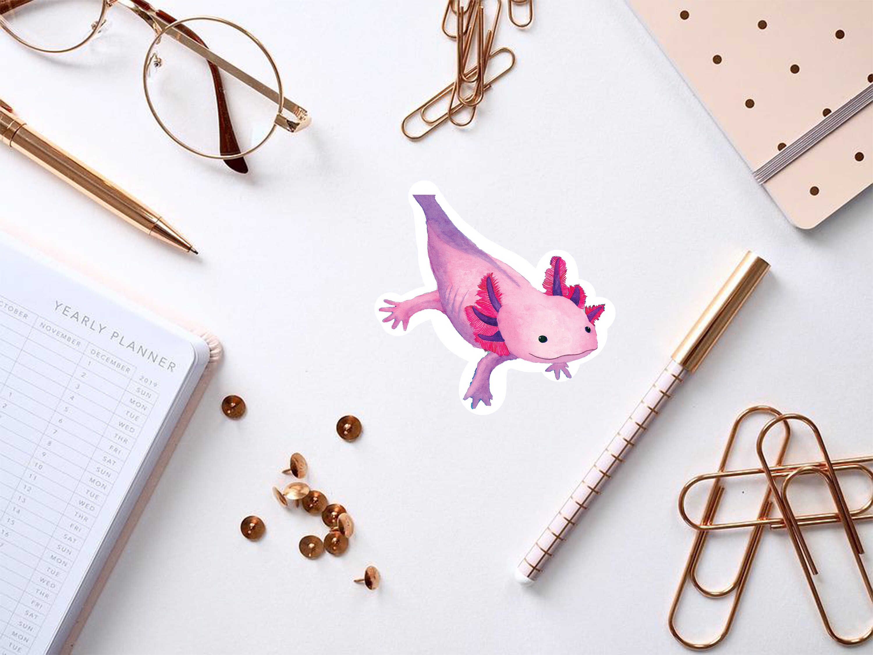 Axolotl Sticker, Laminated Vinyl Sticker Water Resistant, Axolotl Gifts ...