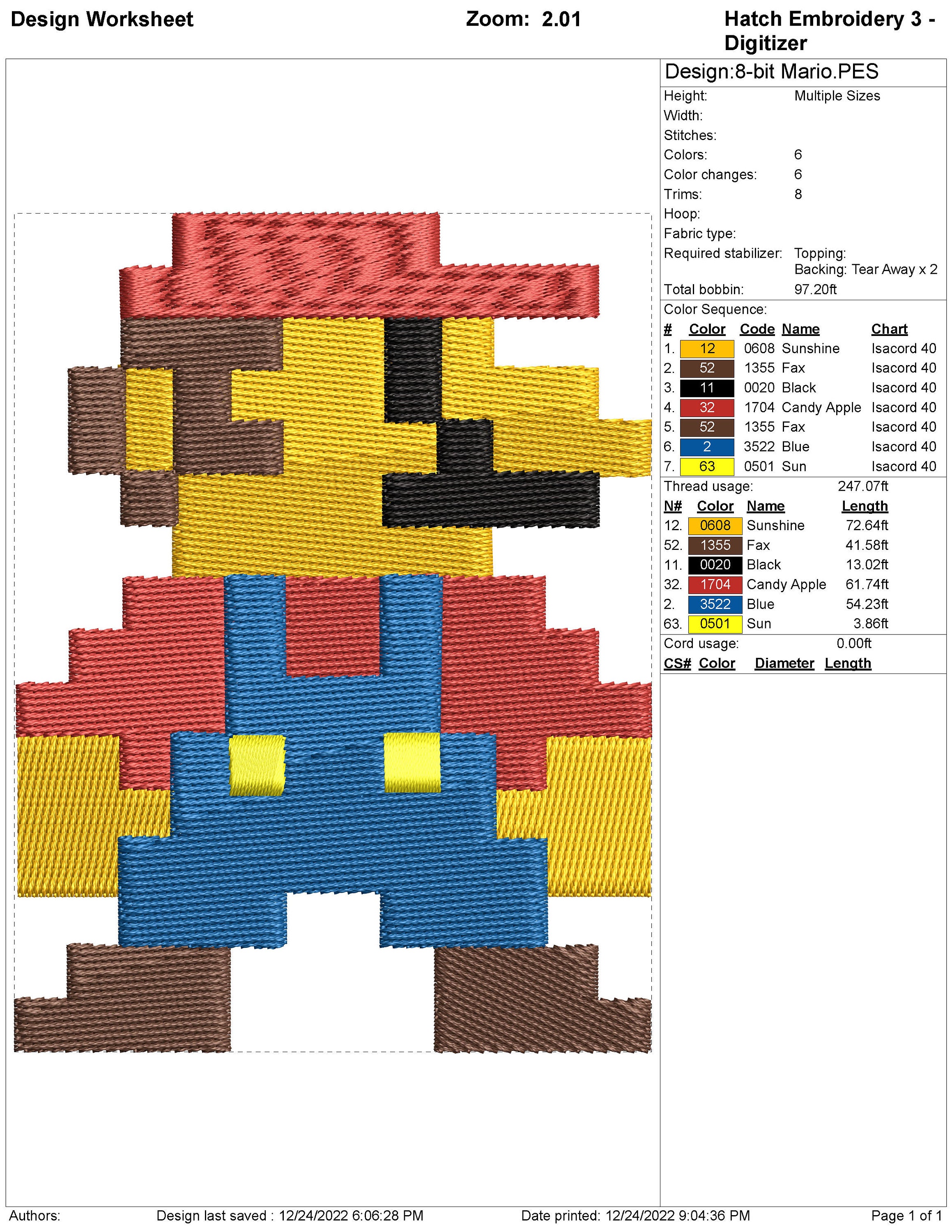8-bit Mario Machine Embroidery Design File 3 Sizes, Super Mario ...