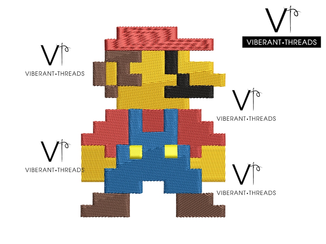 8-bit Mario Machine Embroidery Design File 3 Sizes, Super Mario ...