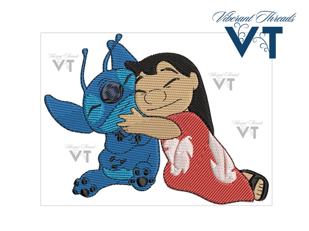 Lilo and Stitch Embroidery Design, Cute Lilo and Stitch Hugging ...