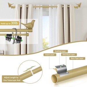 MERIVILLE 3/4 Diameter Farmhouse Double Window Treatment Curtain Rod ...