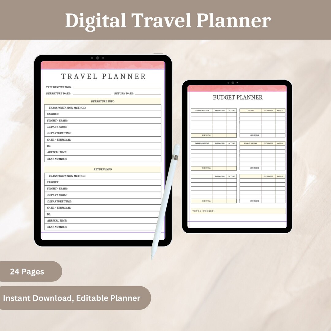 Digital Travel Planner| Digital Travel Planner| Travel Itinerary Bundle ...