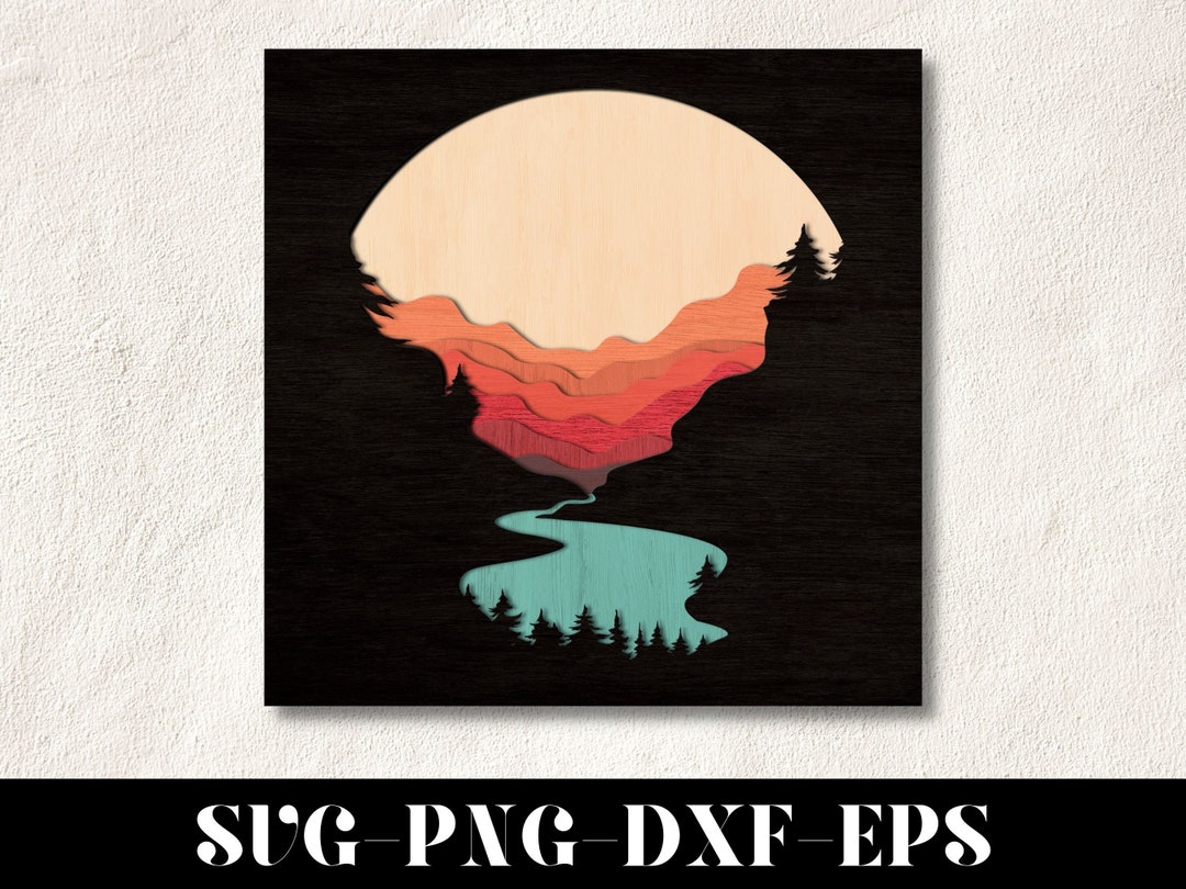 Mountain Scenery Laser Cut File, Cnc Laser Cut Files, Glowforge Laser ...