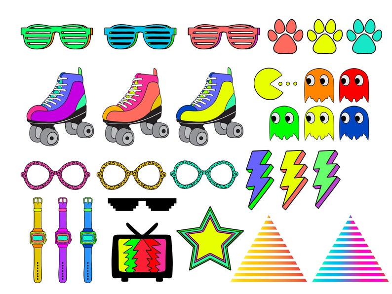 80s Clipart Bundle Neon 80s Svg Png Retro Eighties Clip - Etsy