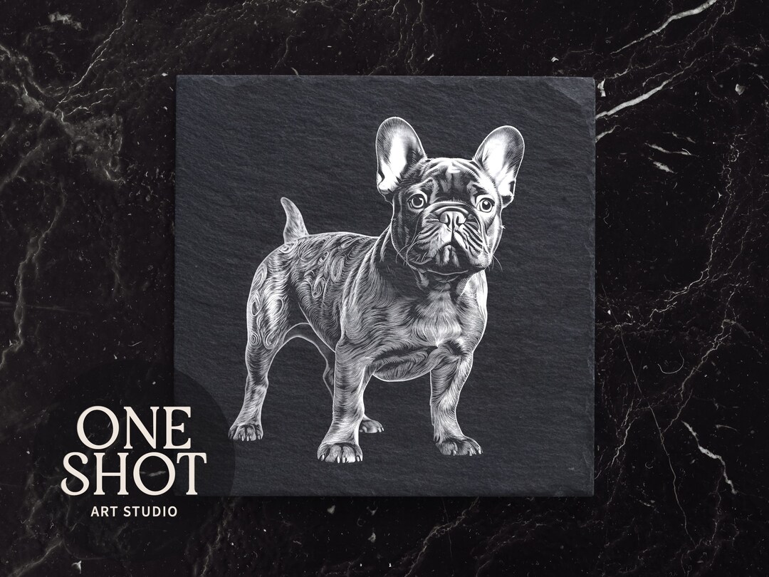 French Bulldog Laser Engraving Png, Slate Coaster Engraved, CNC ...