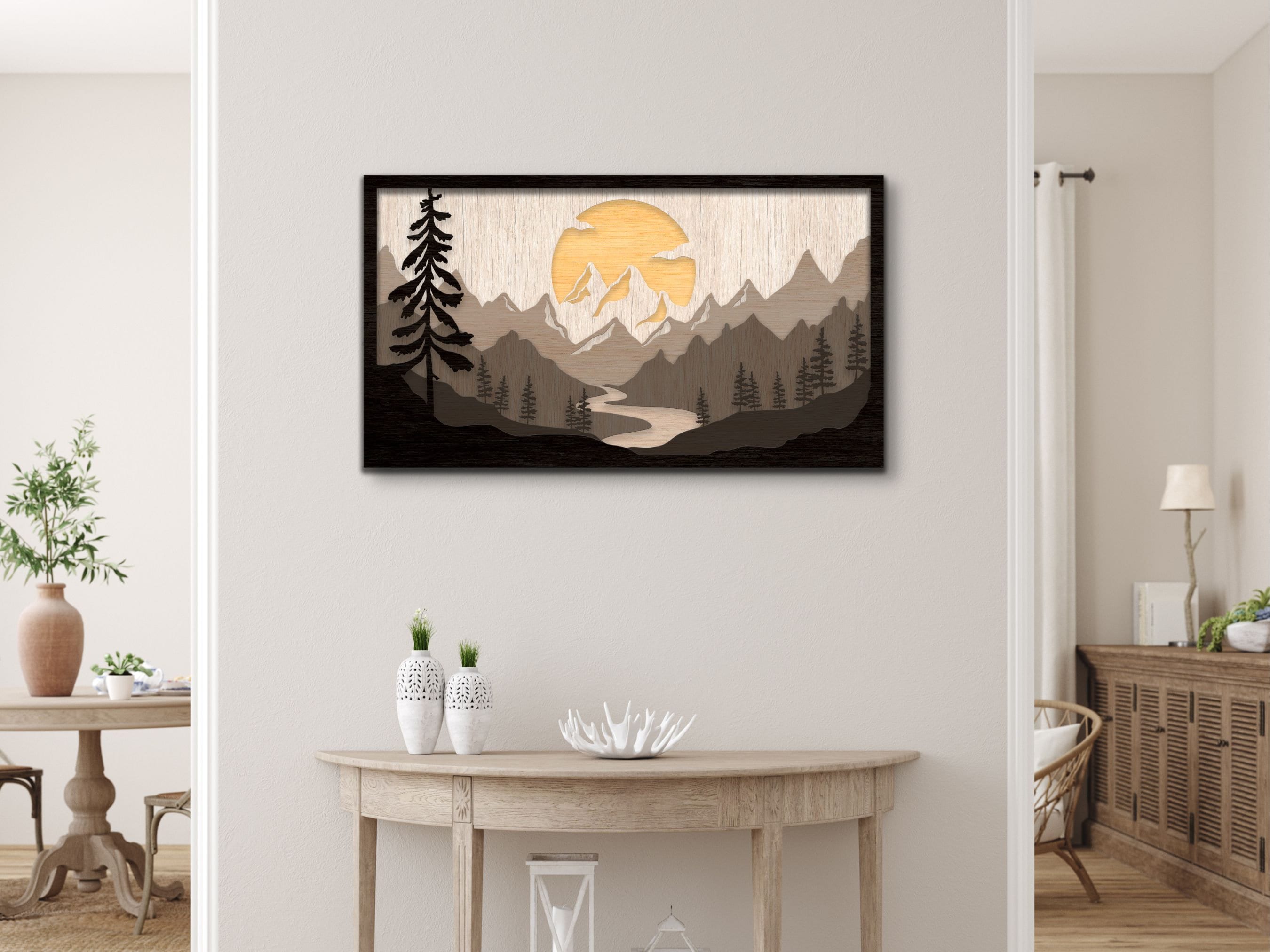 Horizontal Mountain Scenery Laser Cut File, Cnc Project, Glowforge ...