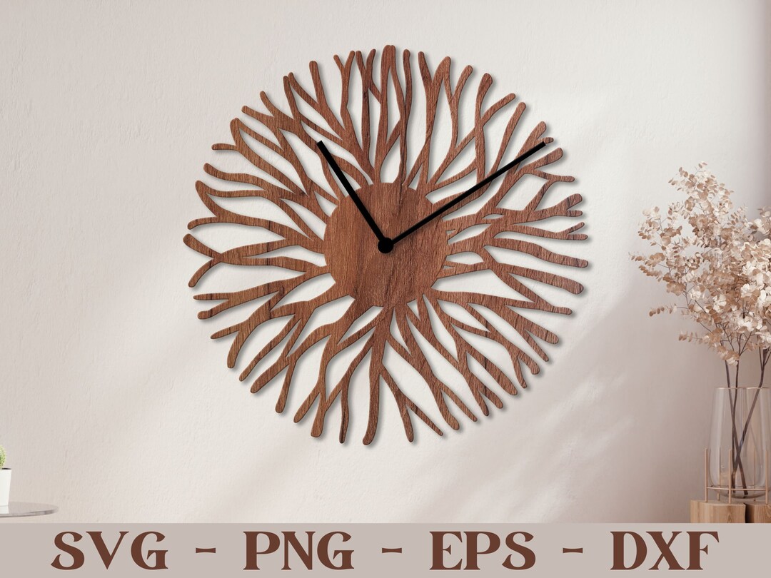 Wall Clock Laser Cut File, Modern Clock SVG, CNC and Laser Cutting ...