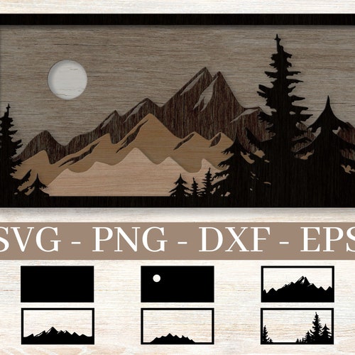 Layered Mountain Scene SVG Cut File for Laser Cutting and - Etsy Canada