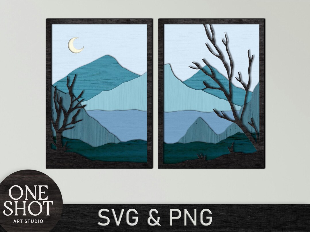 Mountain Scenery Laser Cut File, Cnc Project, Glowforge Laser Cut File ...