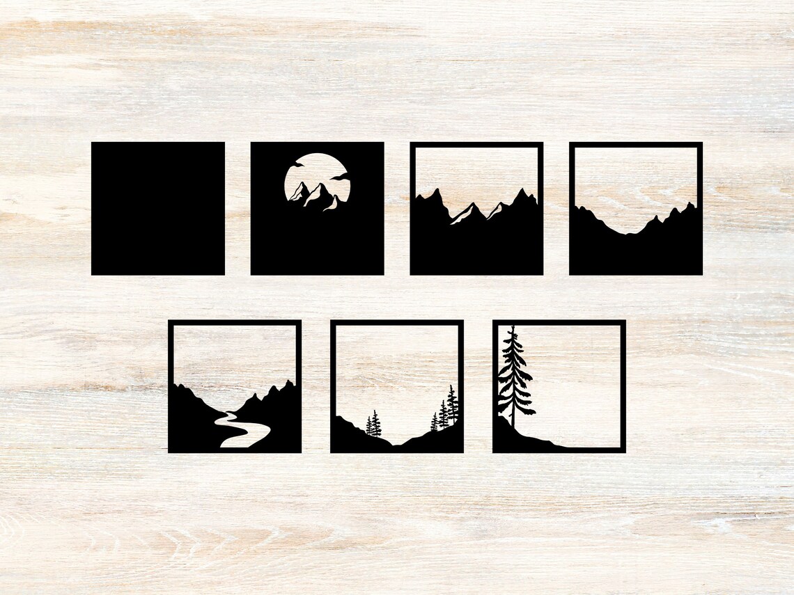 Layered Mountain Scene SVG Cut File for Laser Cutting, CNC Project ...