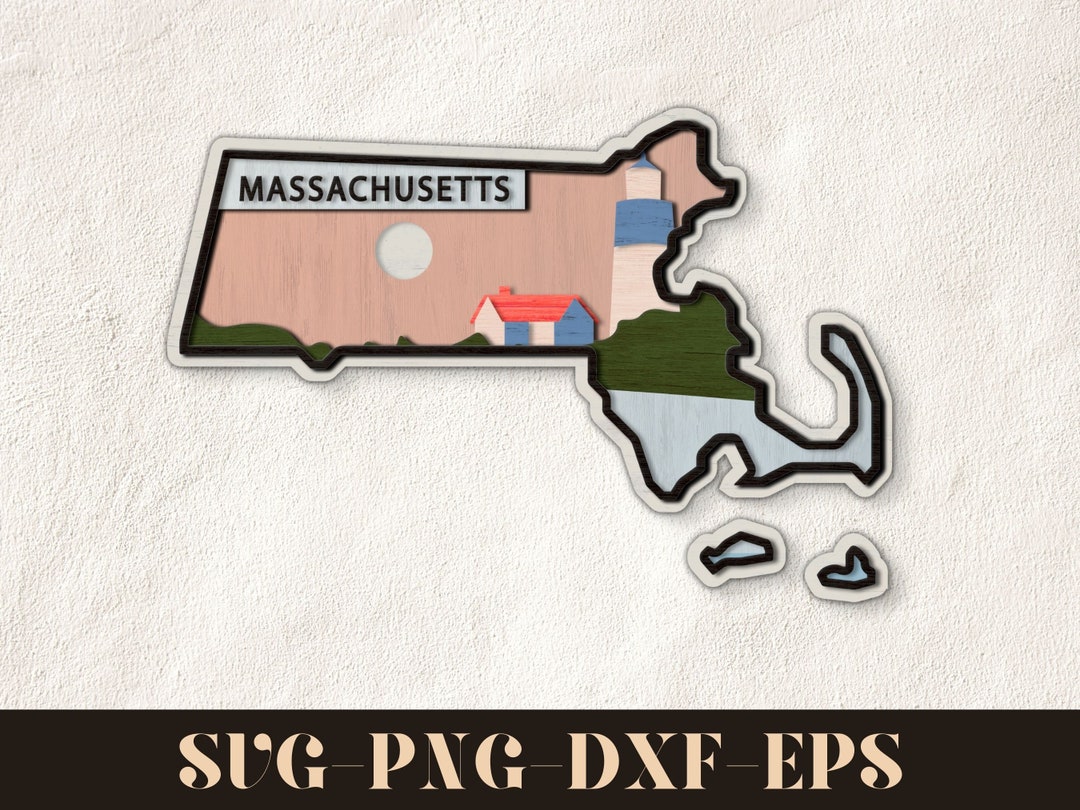 Massachusetts State Laser Cut File, Massachusetts Map Glowforge, USA ...