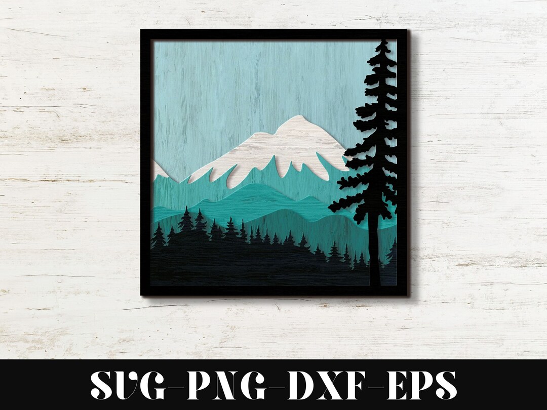 Snowy Mountain Scenery Laser Cut File, Cnc Laser Cut Files, Glowforge ...