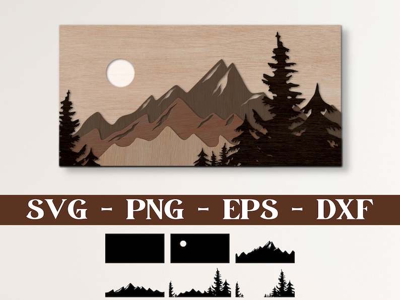Layered Mountain Scene SVG Cut File for Laser Cutting and - Etsy