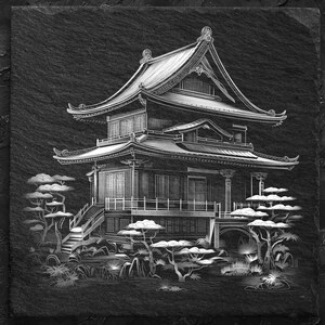 Japanese Temple Laser Engraving Png Bundle, Slate Coaster Engraved, CNC ...