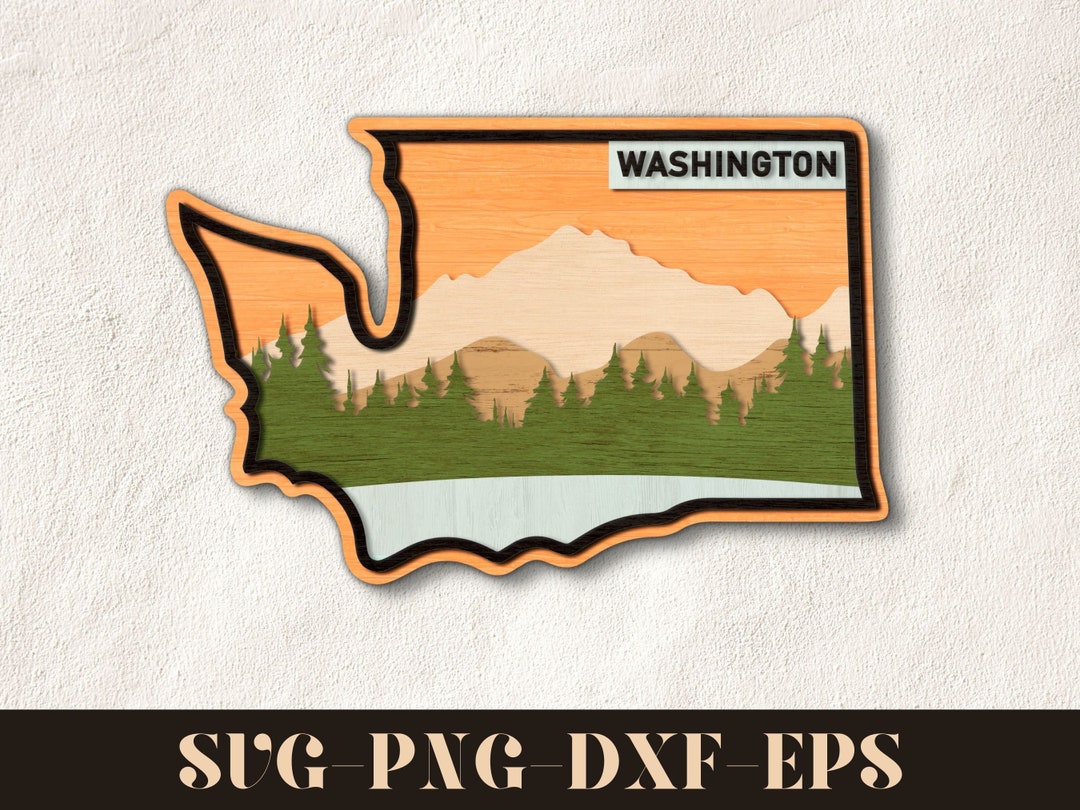 Washington State Laser Cut File, Washington Map Glowforge, Washington ...