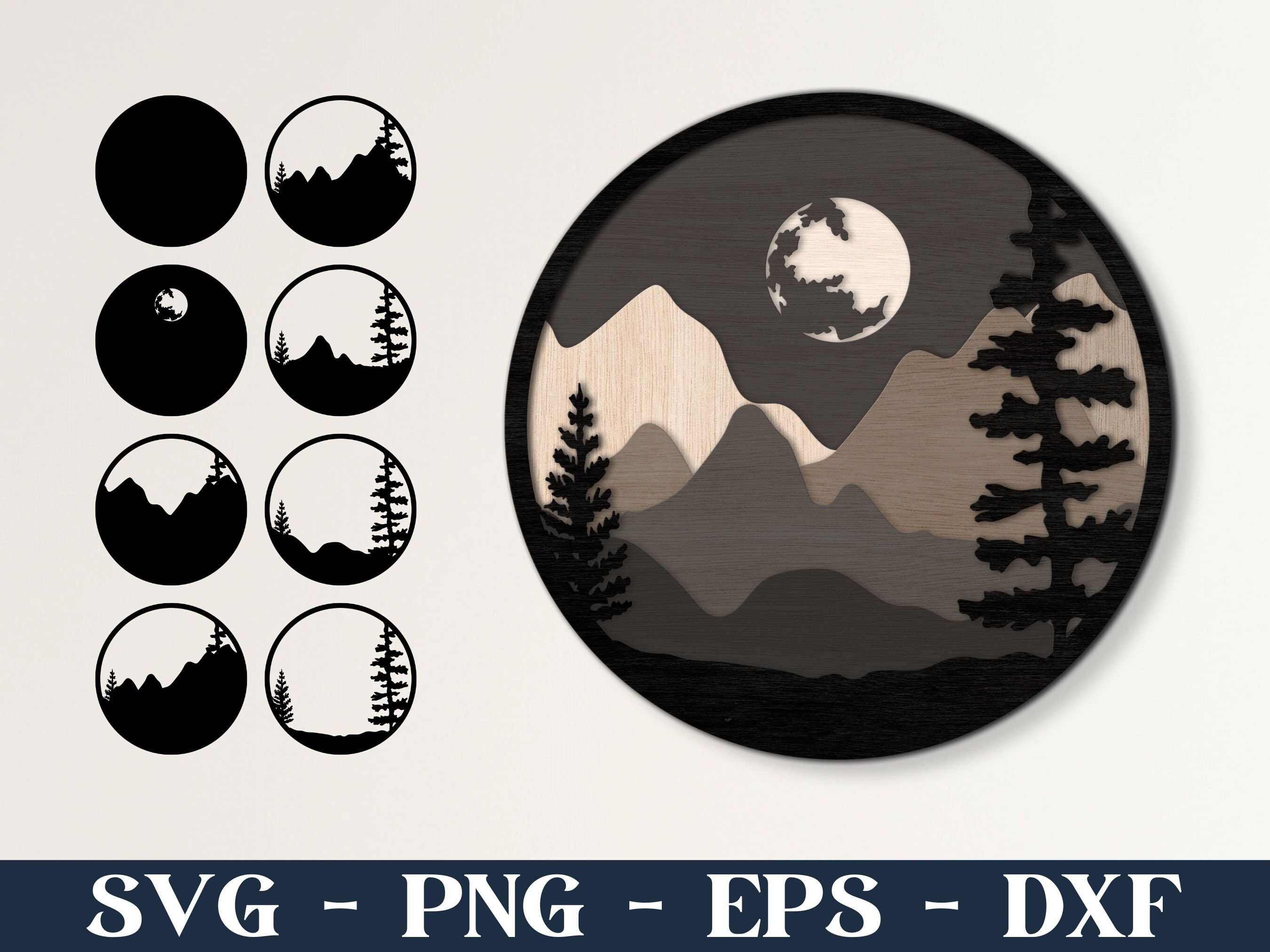 Layered Mountain Scene SVG Cut File for Laser Cutting and - Etsy Canada