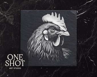 Chicken Png File for Slate Laser Engraving, Glowforge File, Lightburn ...